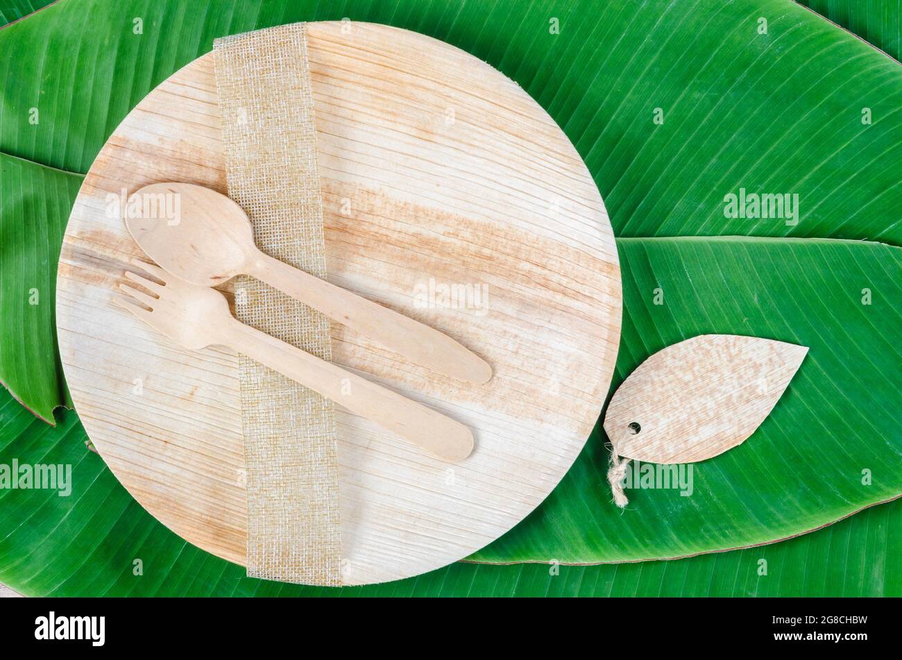 Kitchenware made from dried betel nut leaf palm, natural material. The ...