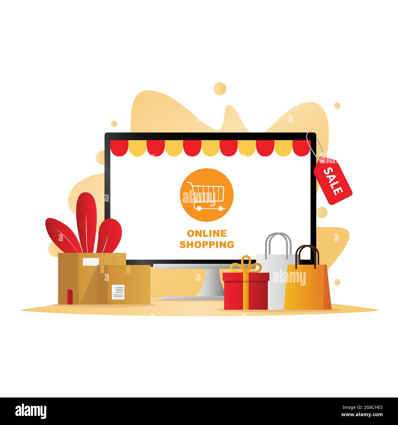 Digital marketing, store, e-commerce shopping illustration, online ...
