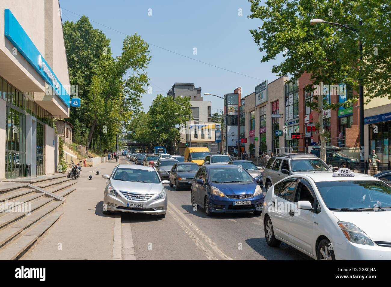 Tbilisi, Georgia - 19 Jule, 2021: Traffic on the central street in the ...