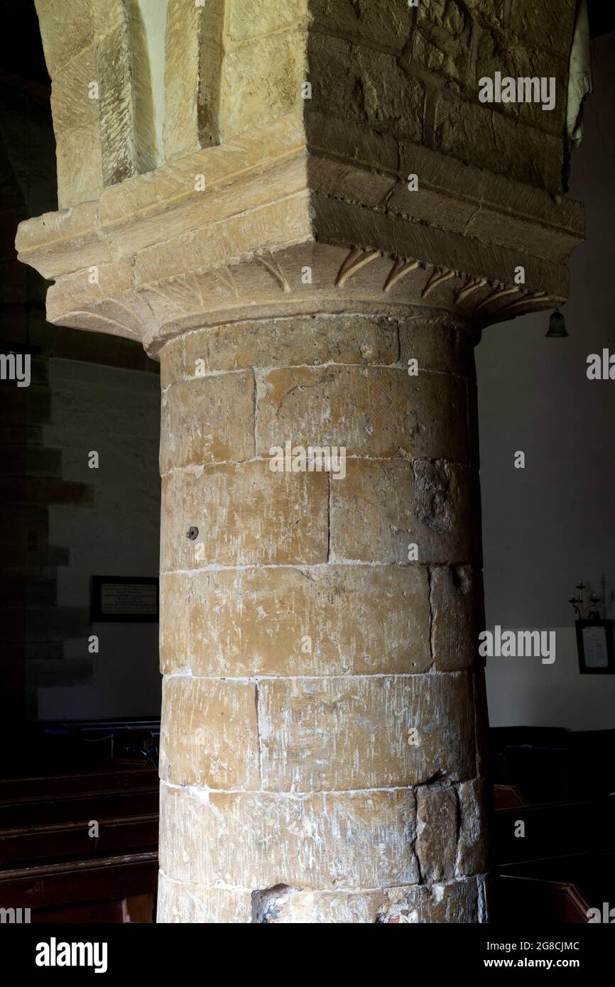 A column and carved capital, St. Peter and St Paul`s Church, Butlers ...