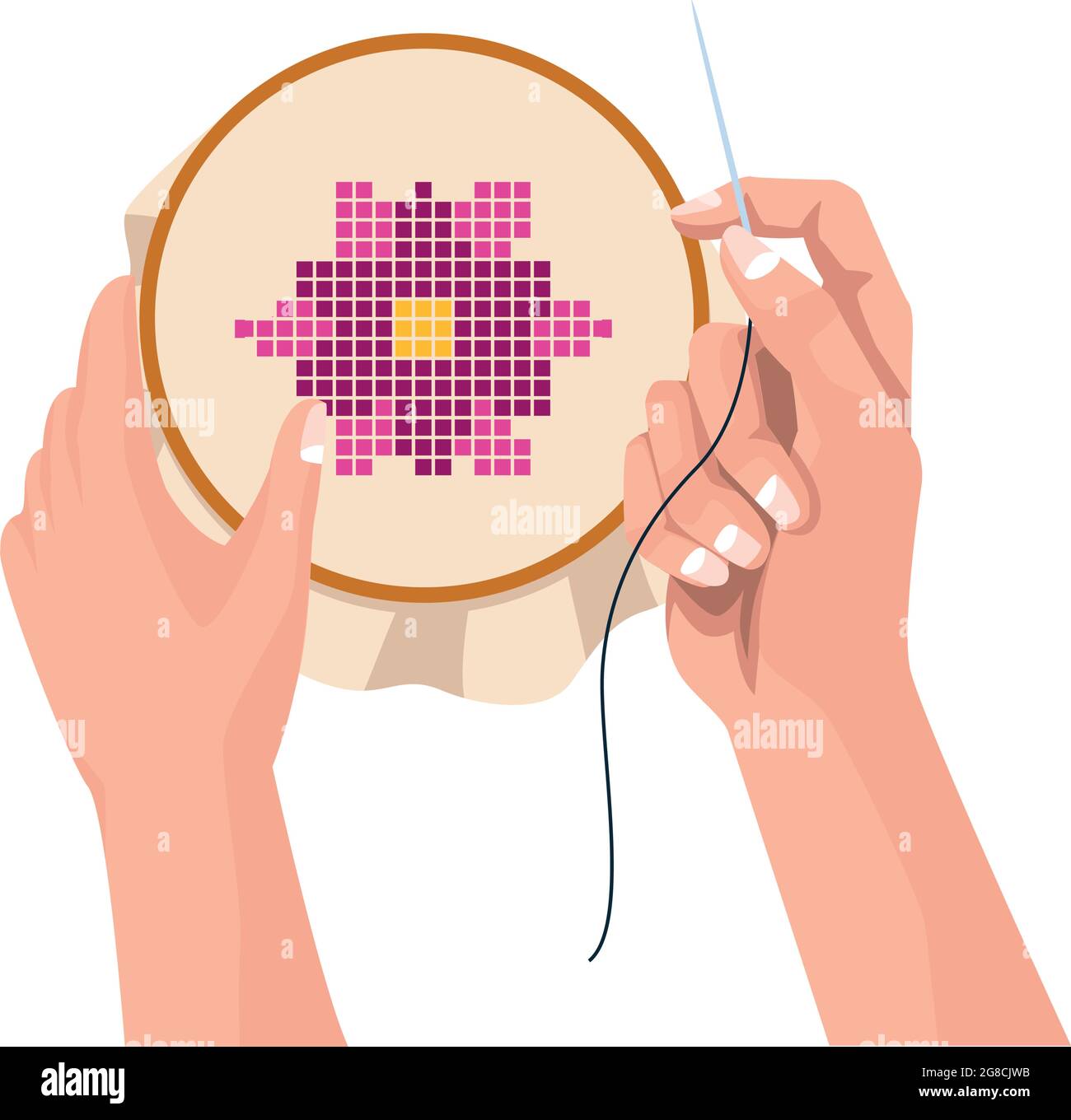 hands embroidery work Stock Vector Image & Art - Alamy