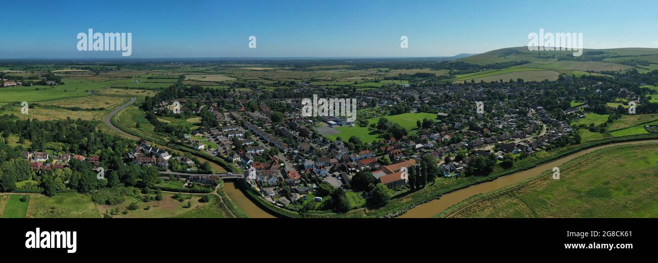 Aerial panoramic photo over Bramber village and the countryside of West ...