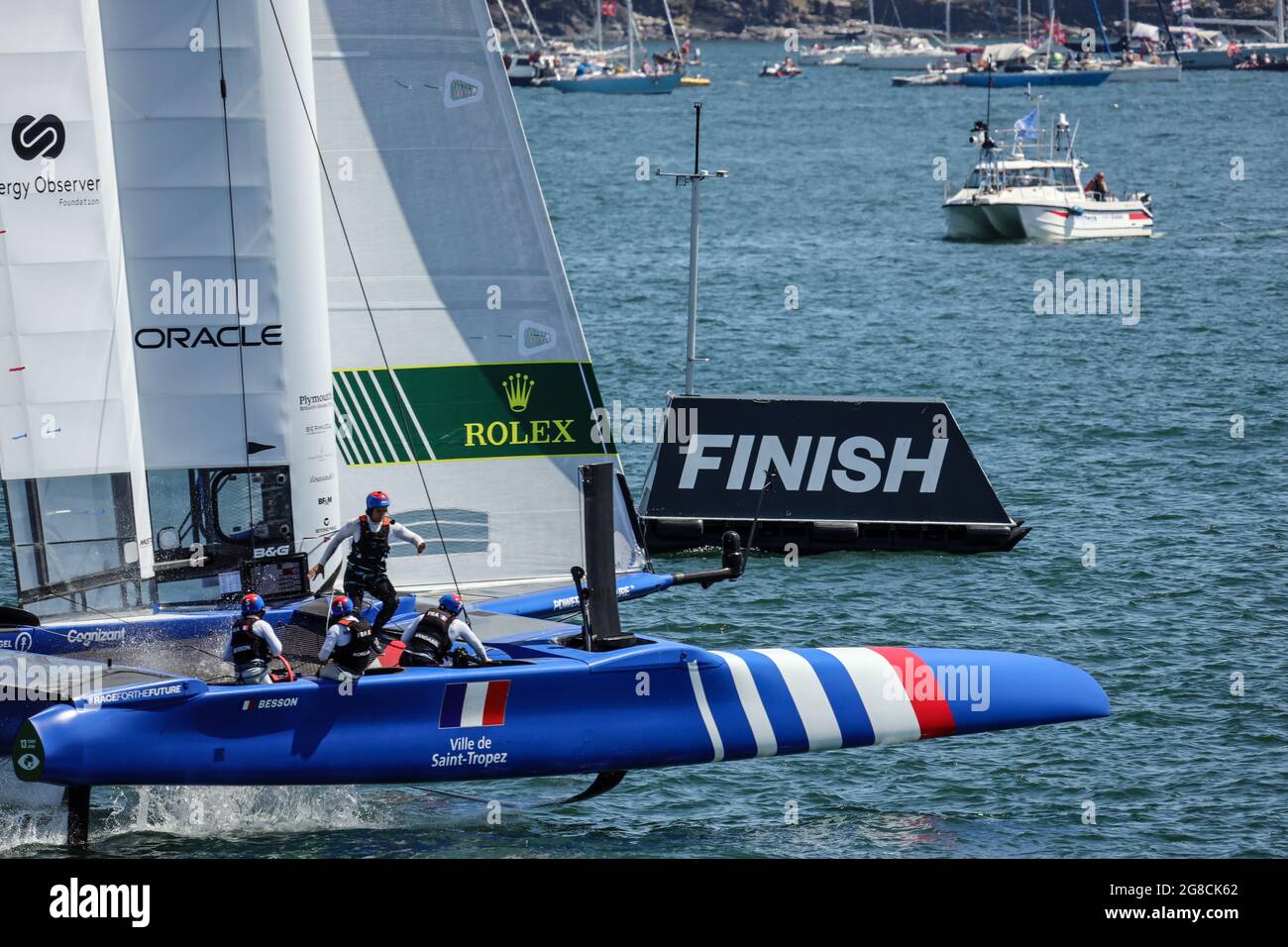 Team France in the SailGP races in Plymouth Sound July 2021. The UK ...