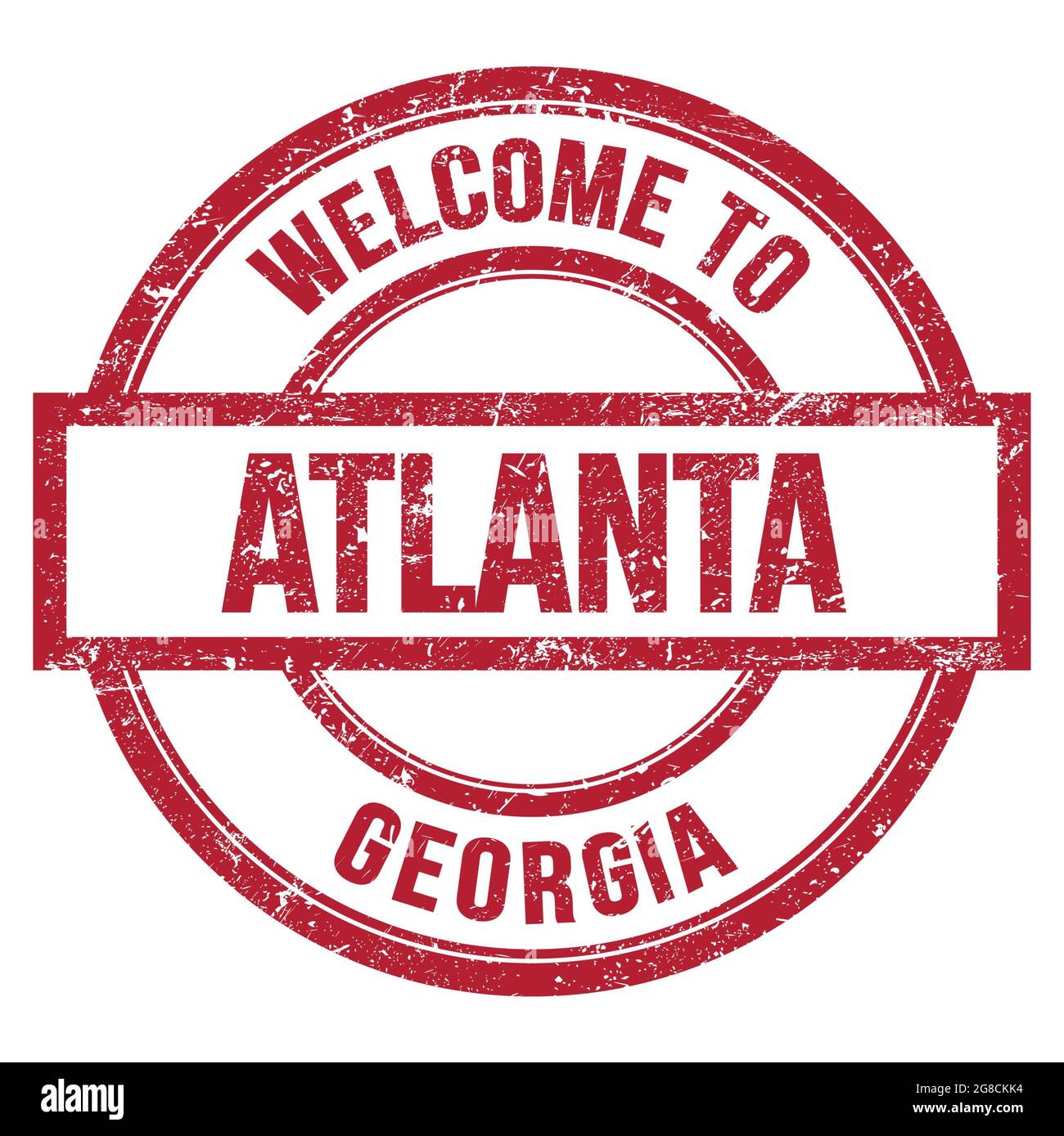 WELCOME TO ATLANTA - GEORGIA, words written on red round simple stamp ...