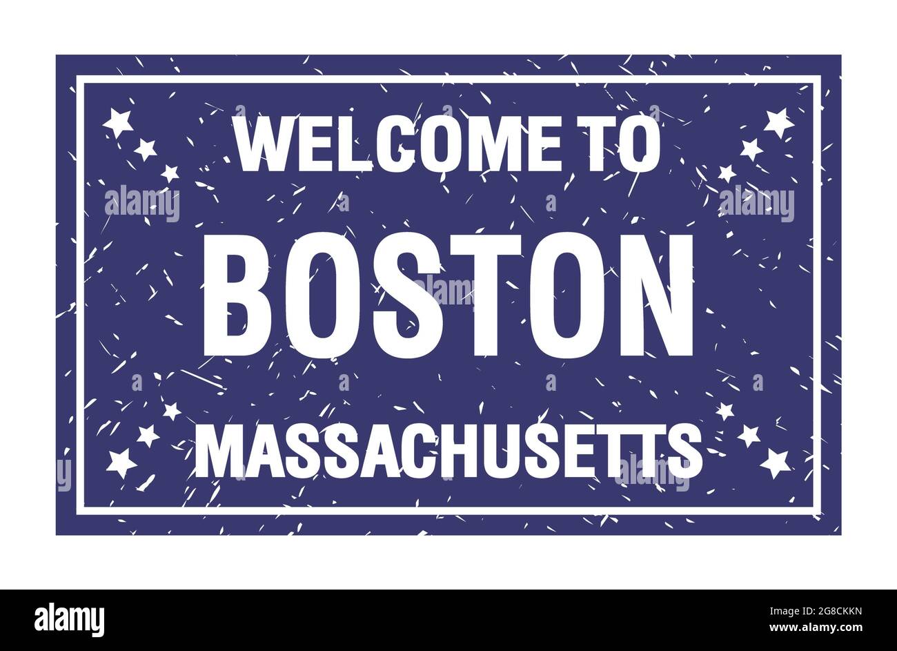 WELCOME TO BOSTON - MASSACHUSETTS, words written on blue rectangle flag ...