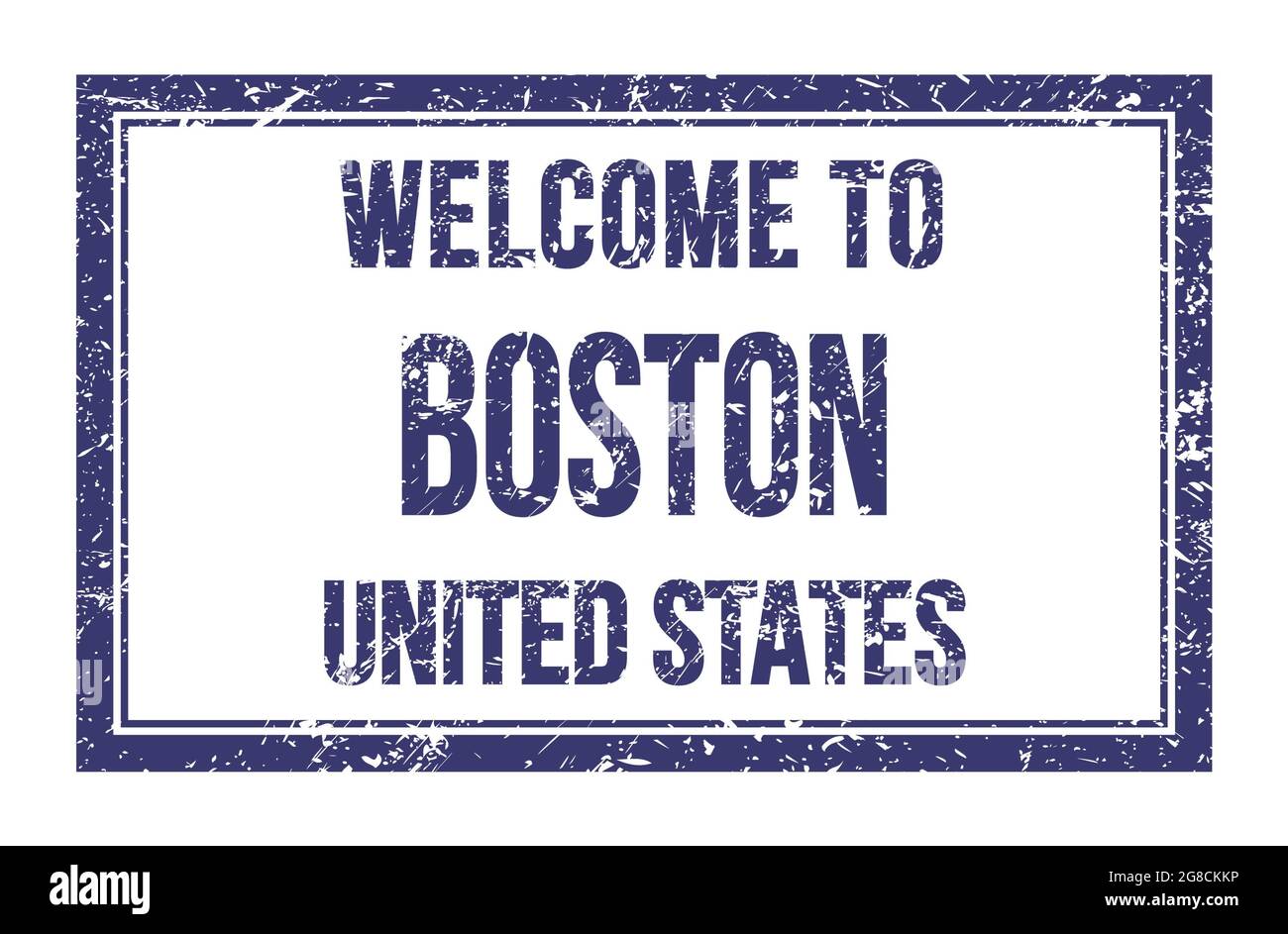 WELCOME TO BOSTON - UNITED STATES, words written on blue rectangle post ...