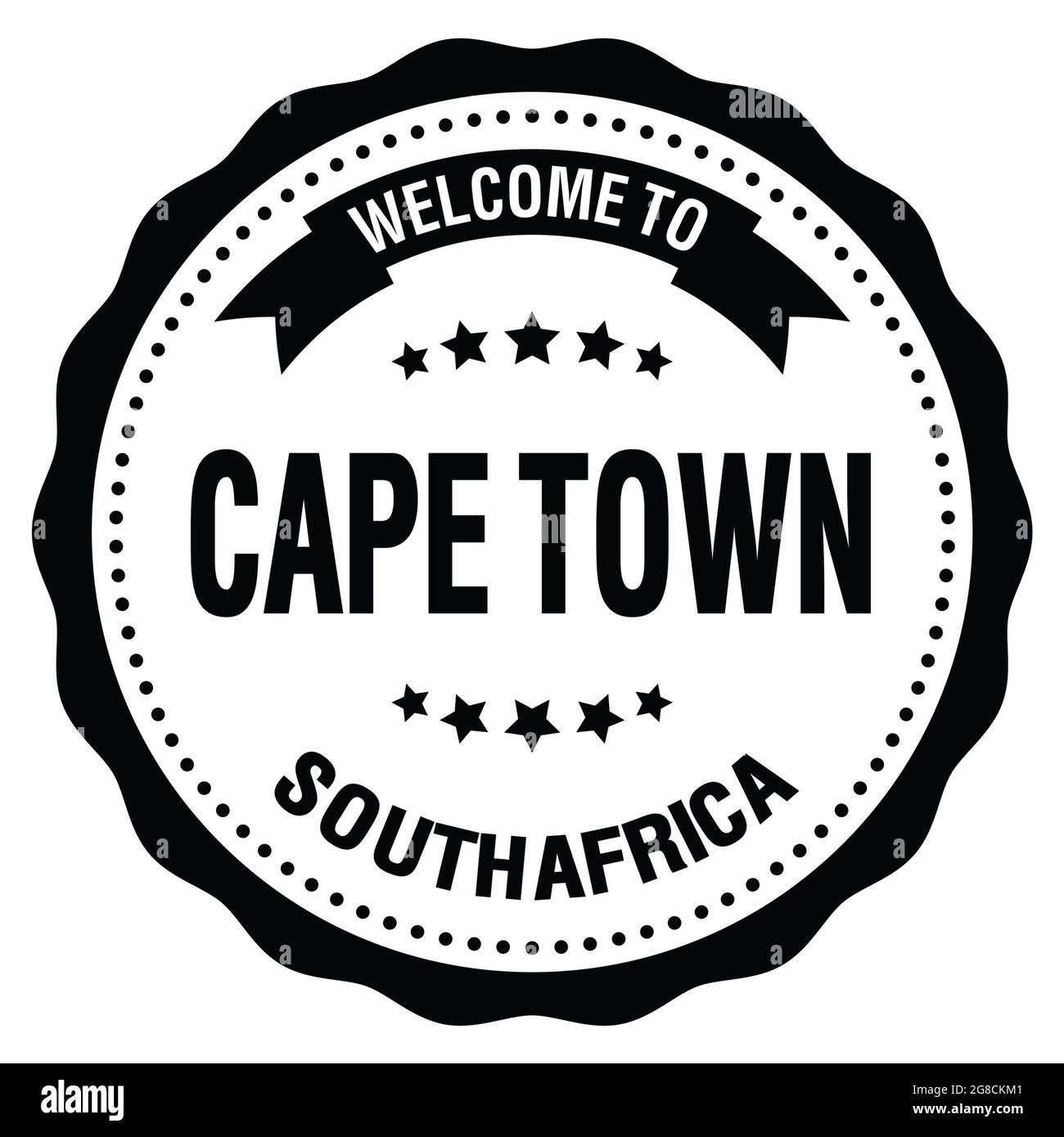 WELCOME TO CAPE TOWN - SOUTH AFRICA, words written on black round badge ...
