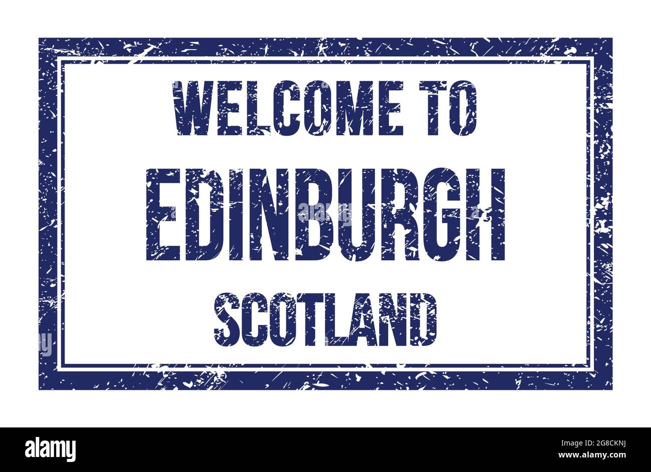 WELCOME TO EDINBURGH - SCOTLAND, words written on blue rectangle post ...