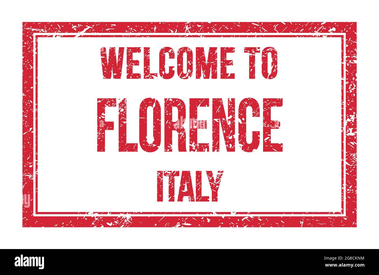 WELCOME TO FLORENCE - ITALY, words written on red rectangle post stamp ...