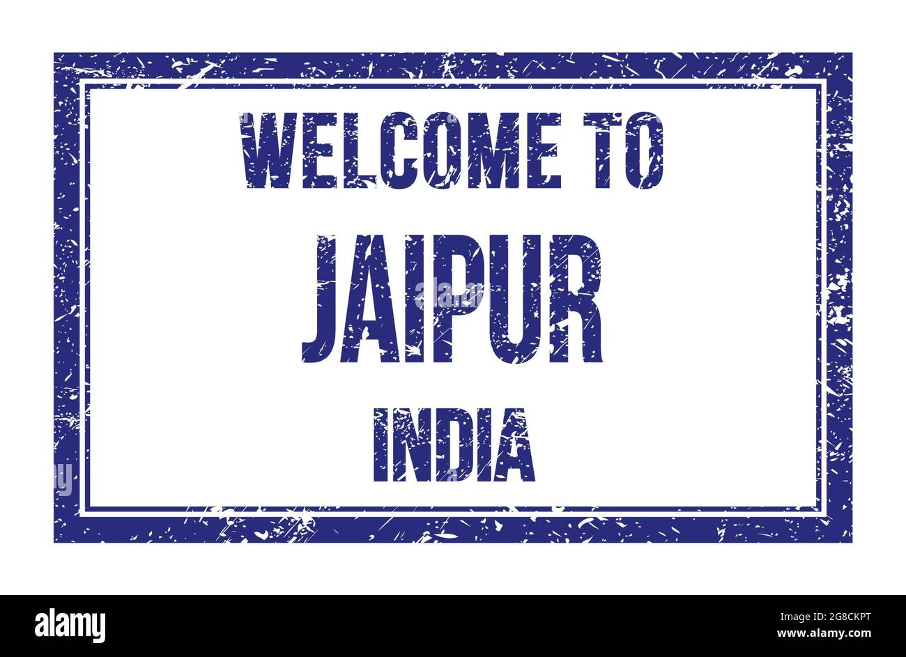 WELCOME TO JAIPUR - INDIA, words written on blue rectangle post stamp ...