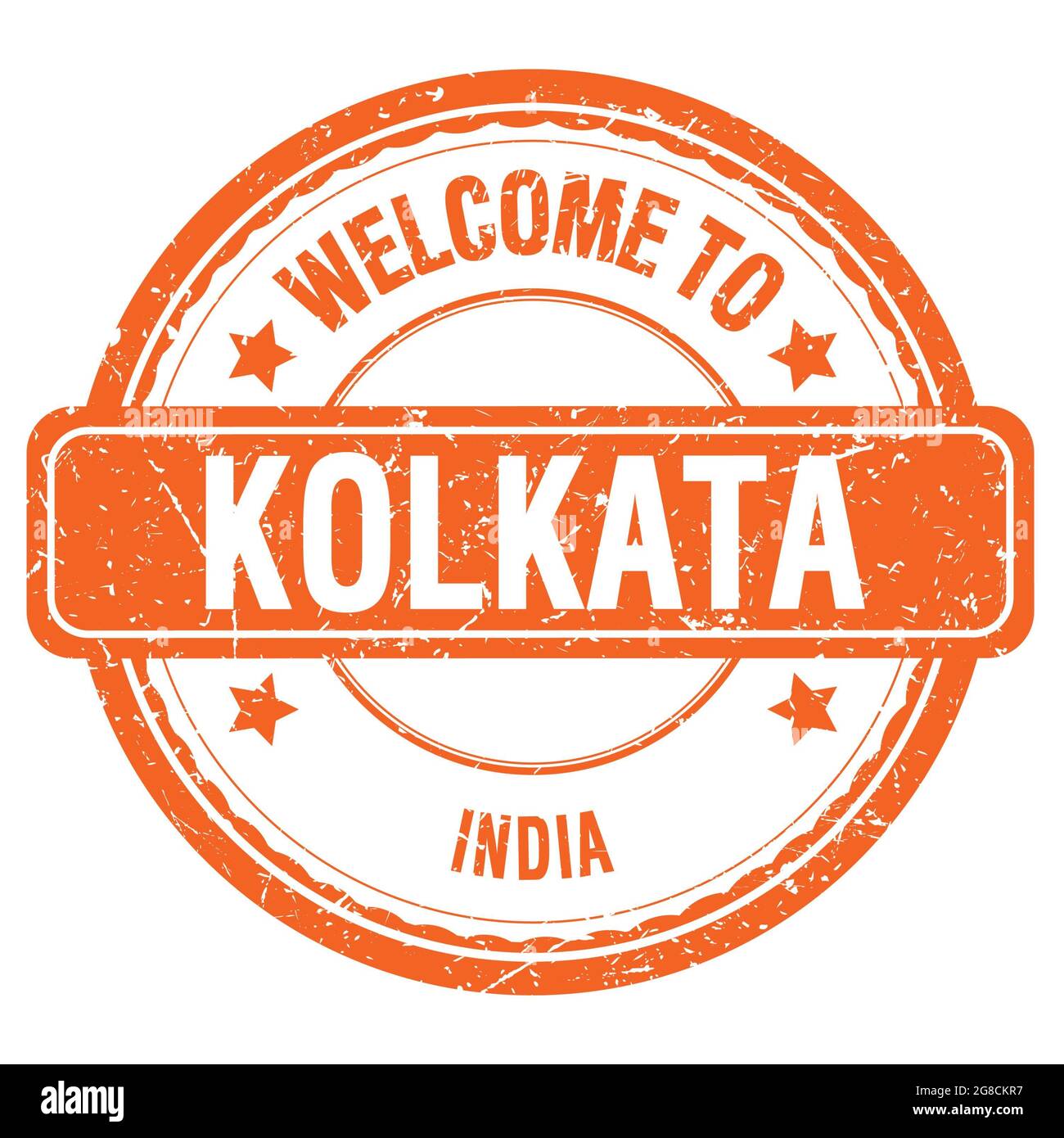 WELCOME TO KOLKATA - INDIA, words written on orange grungy stamp Stock ...