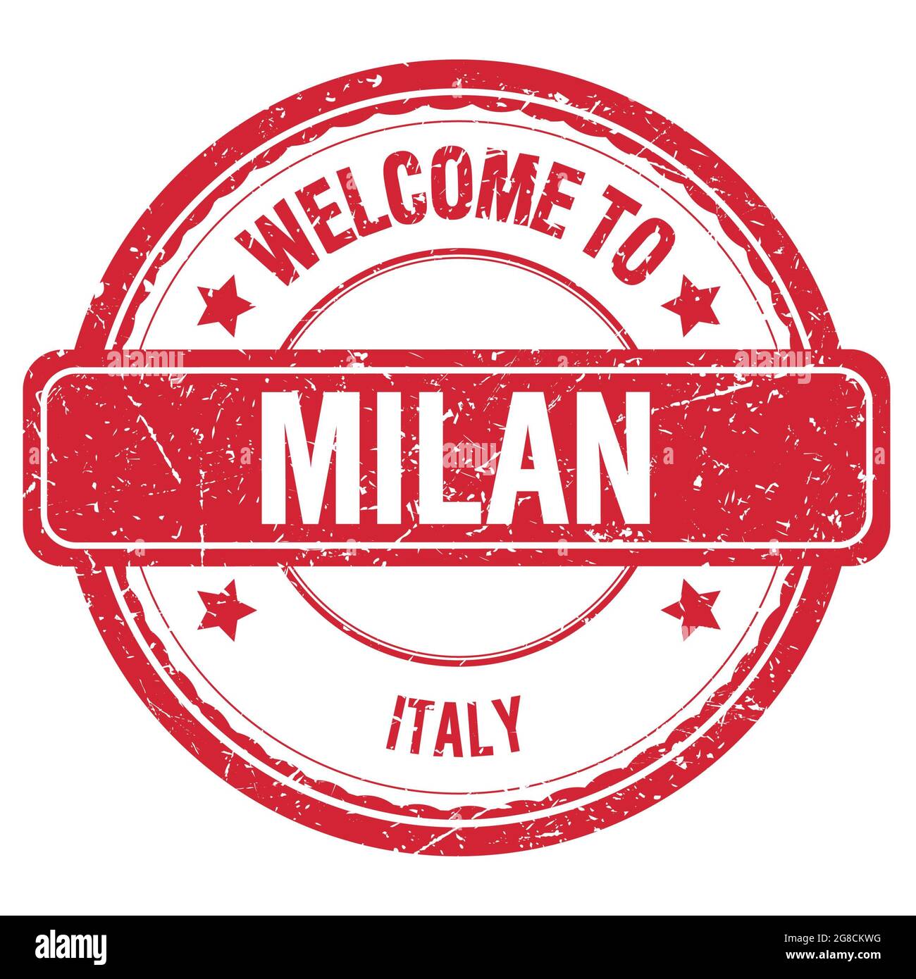 WELCOME TO MILAN - ITALY, words written on red grungy stamp Stock Photo ...