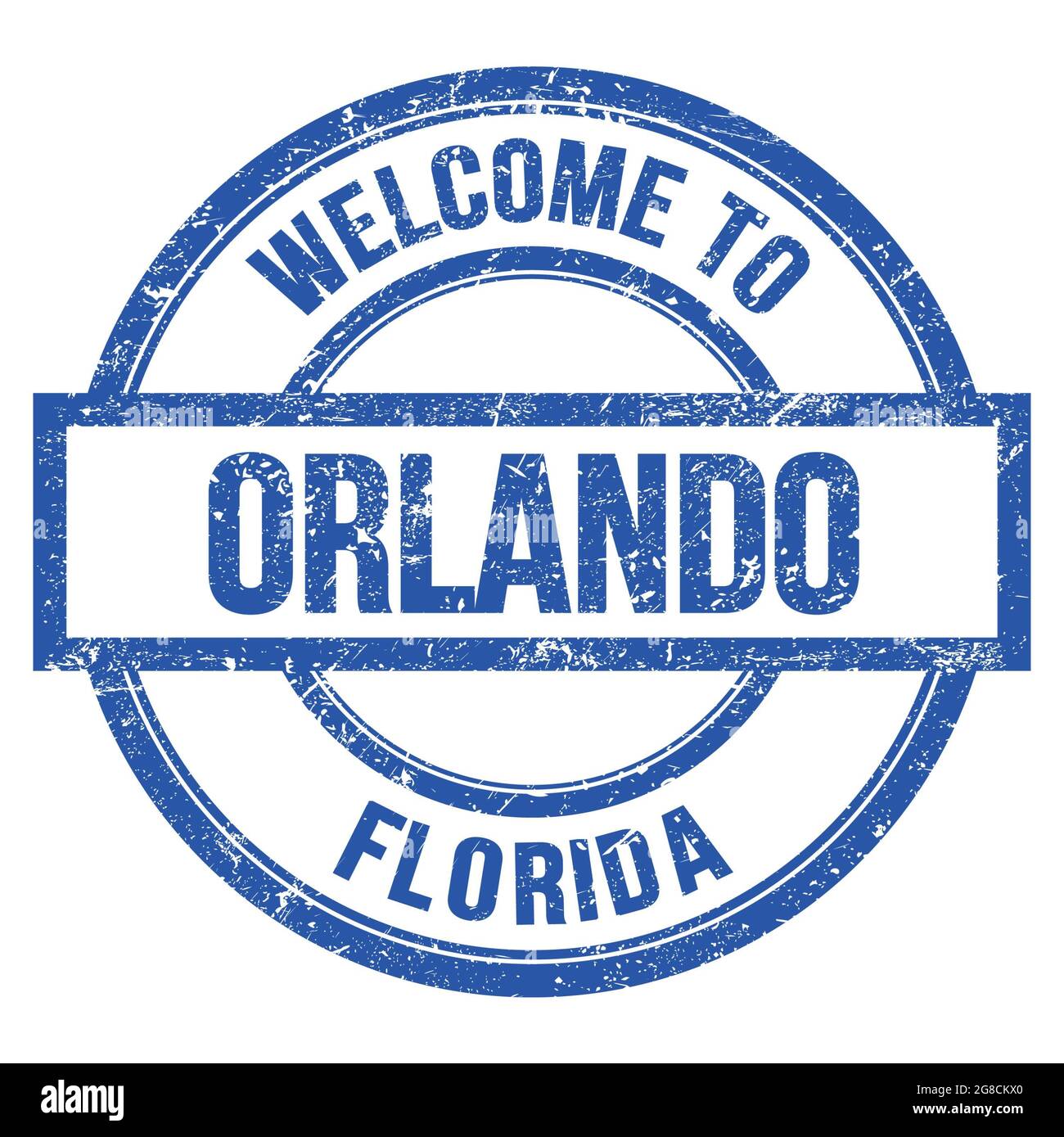 WELCOME TO ORLANDO - FLORIDA, words written on light blue round simple ...