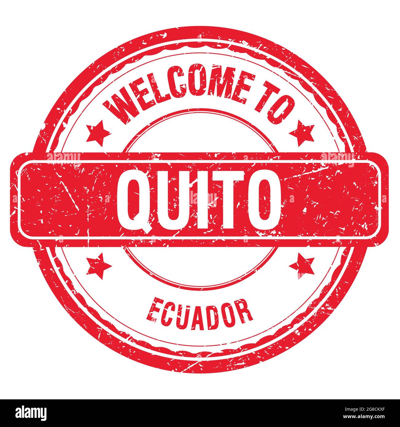 WELCOME TO QUITO - ECUADOR, words written on red grungy stamp Stock ...