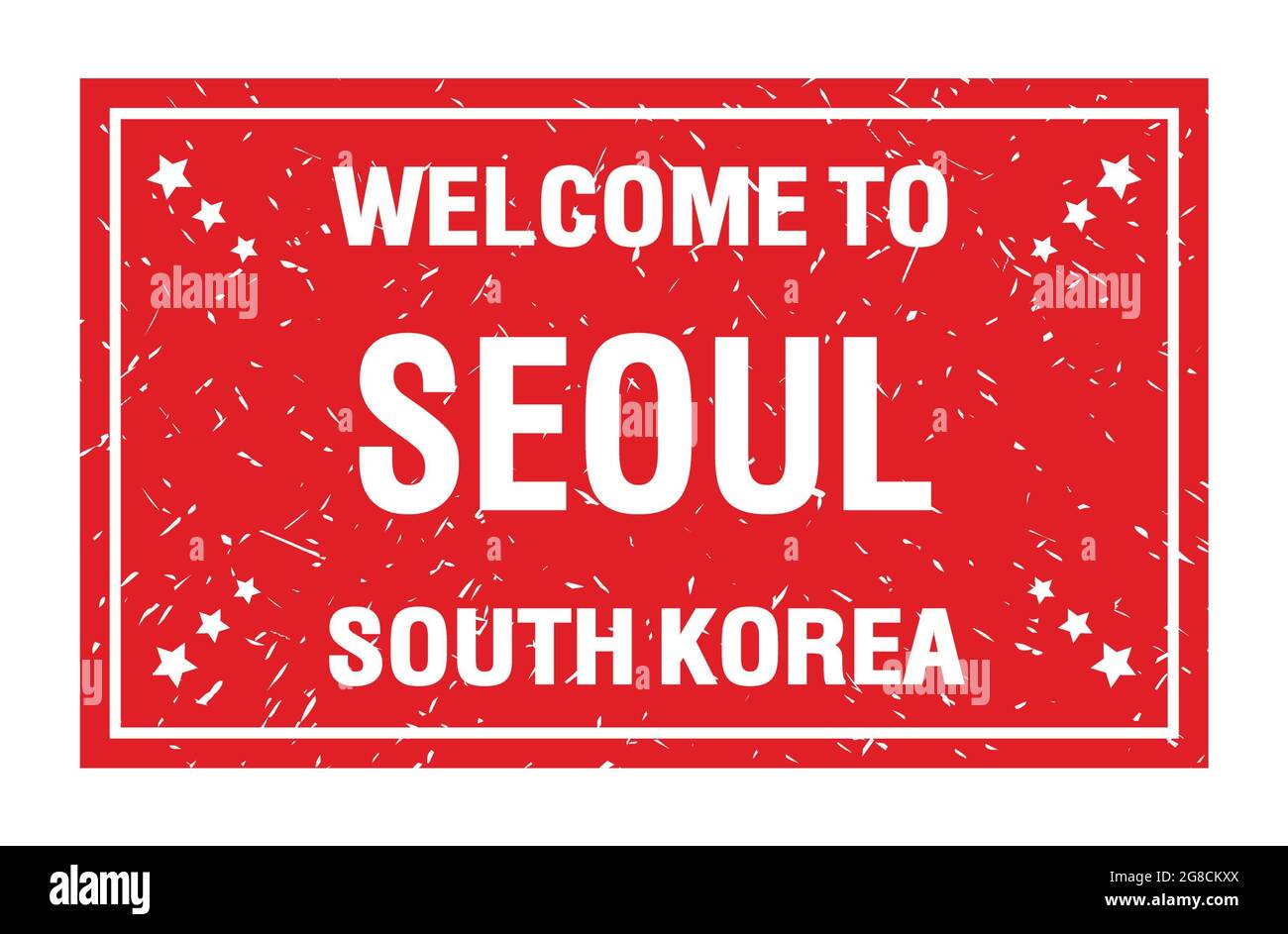WELCOME TO SEOUL - SOUTH KOREA, words written on red rectangle flag ...