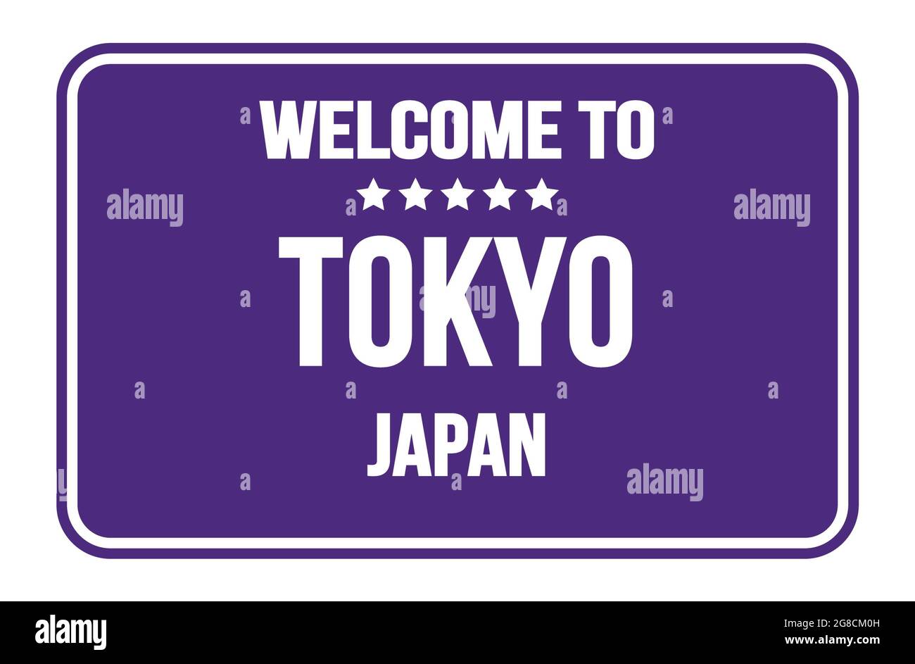 WELCOME TO TOKYO - JAPAN, on violet rectangle street sign stamp Stock ...