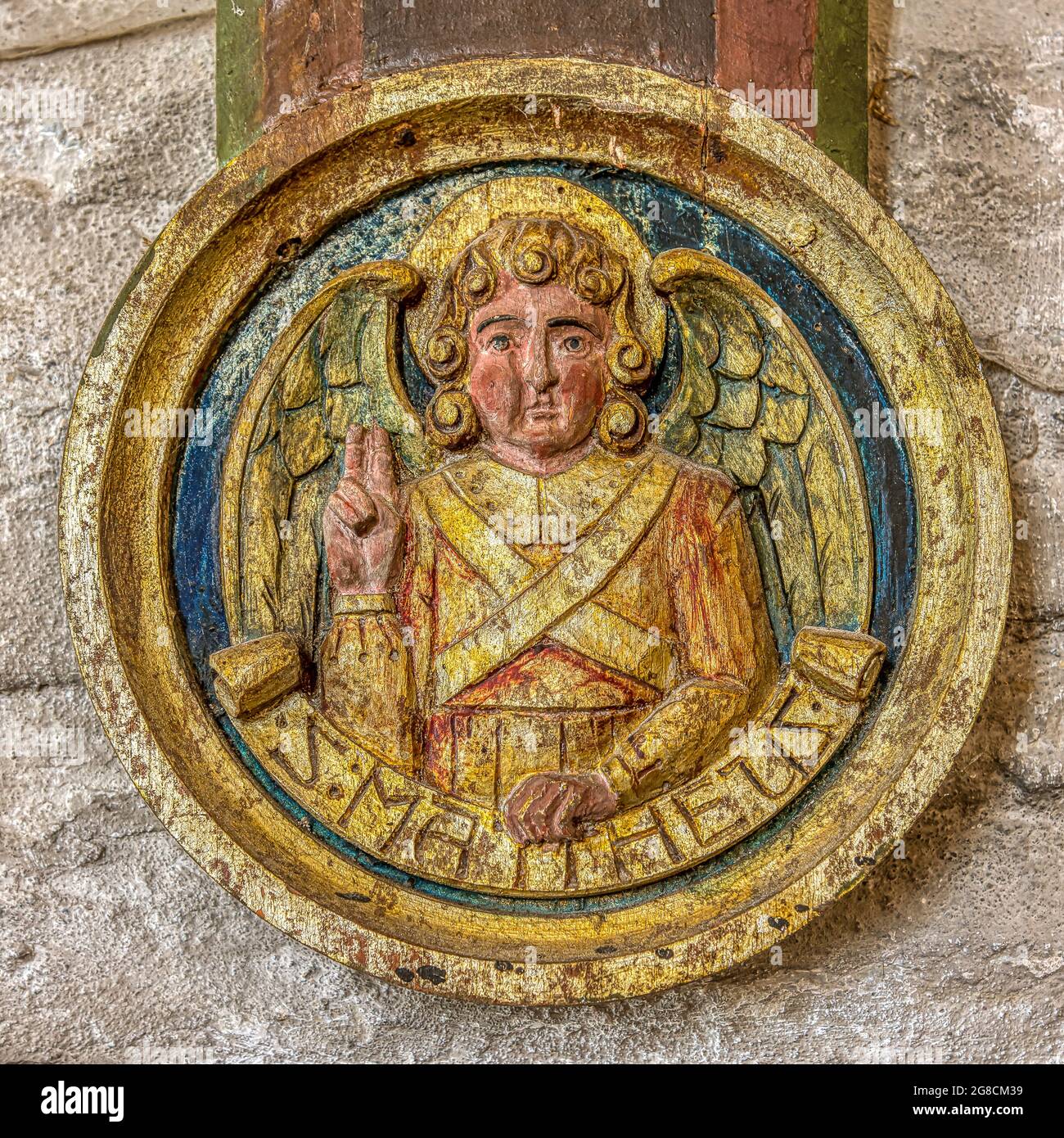 an medieval gilded Medallion of an Angel, the Symbol of St. Matthew ...