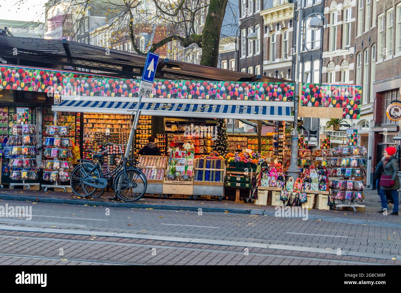 AMSTERDAM, THE NETHERLANDS - NOVEMBER 18, 2018: Typical shop in the ...