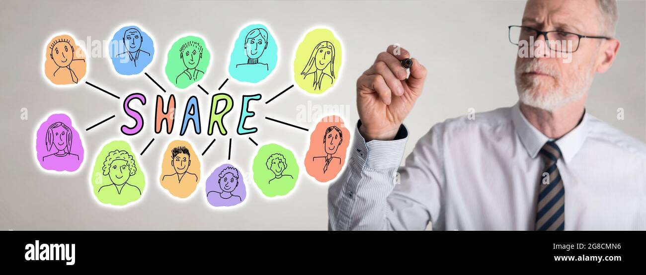 Share concept drawn by a businessman Stock Photo - Alamy