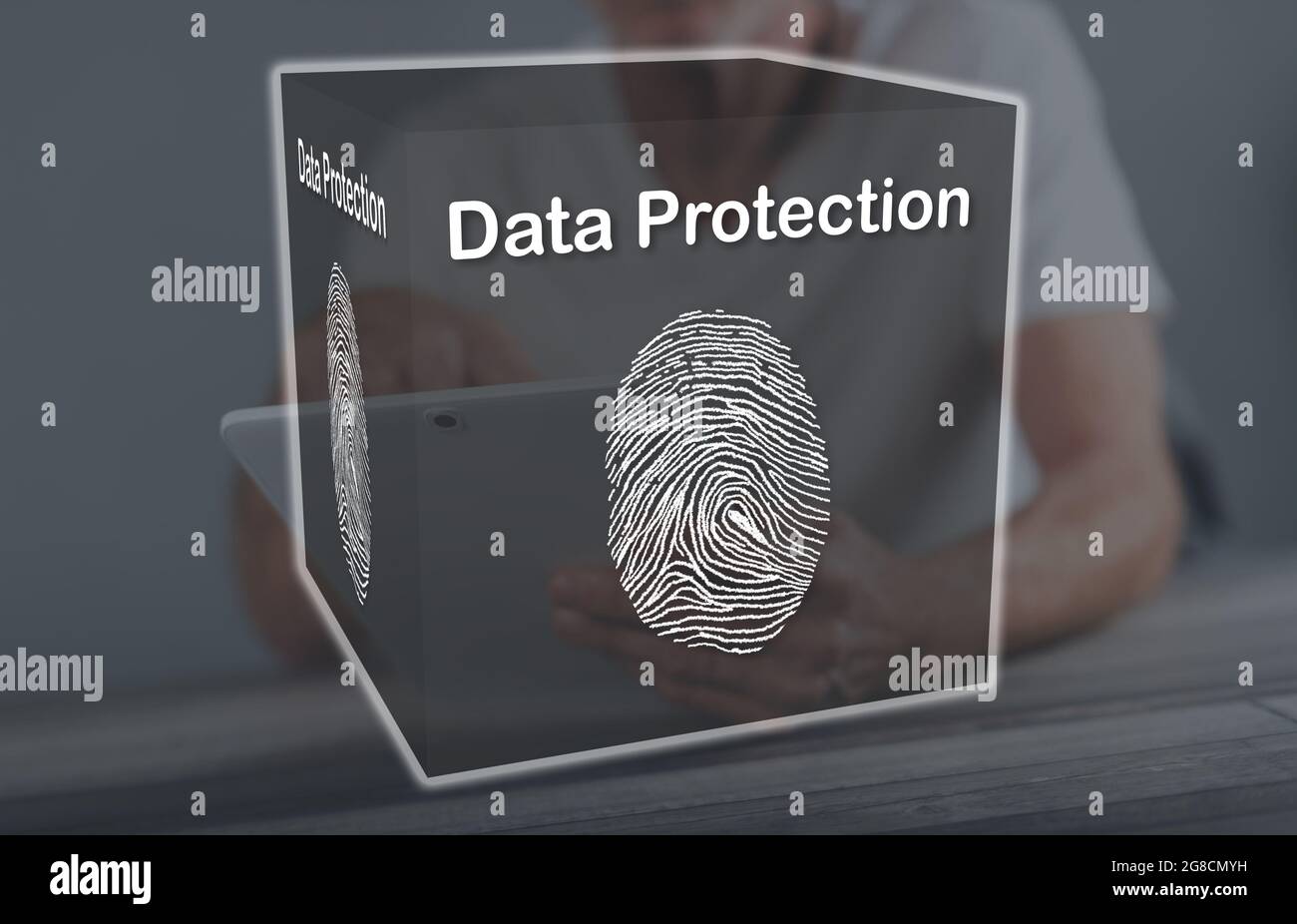 Data protection concept illustrated by a picture on background Stock ...