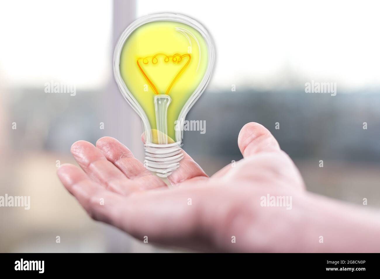 Innovation concept above a hand of a man Stock Photo - Alamy