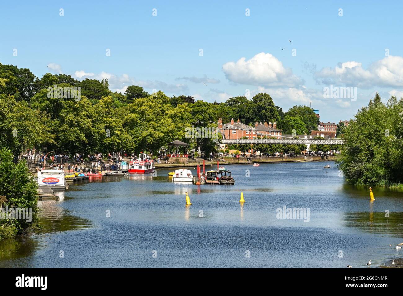Chester, England - July 2021: Scenic view of boats on the River Dee ...