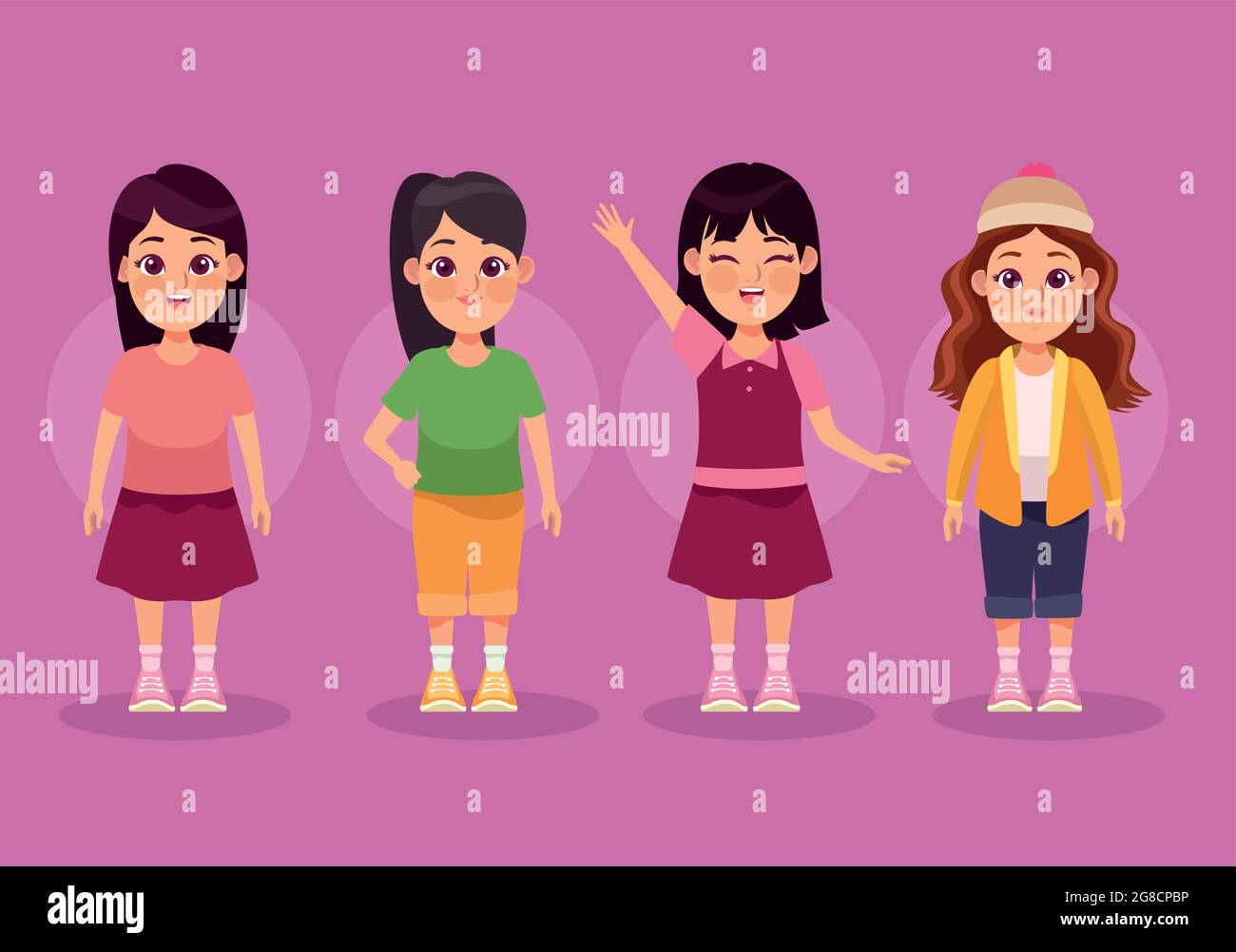 group of four girls Stock Vector Image & Art - Alamy