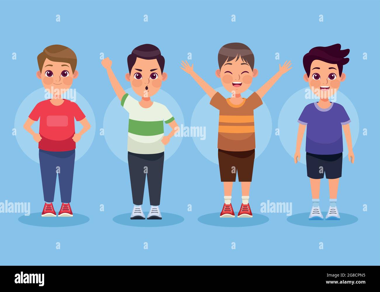 group of four boys Stock Vector Image & Art - Alamy