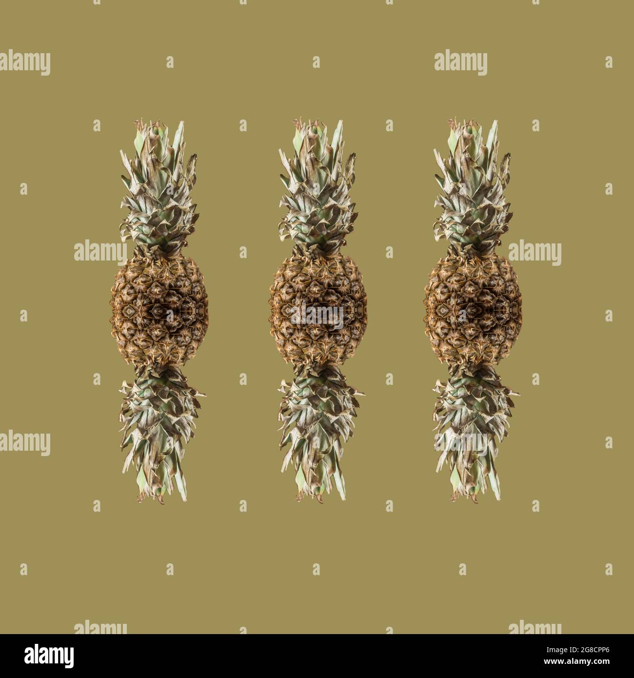 Three pineapple candies on trendy pantone willow background. Tropical ...