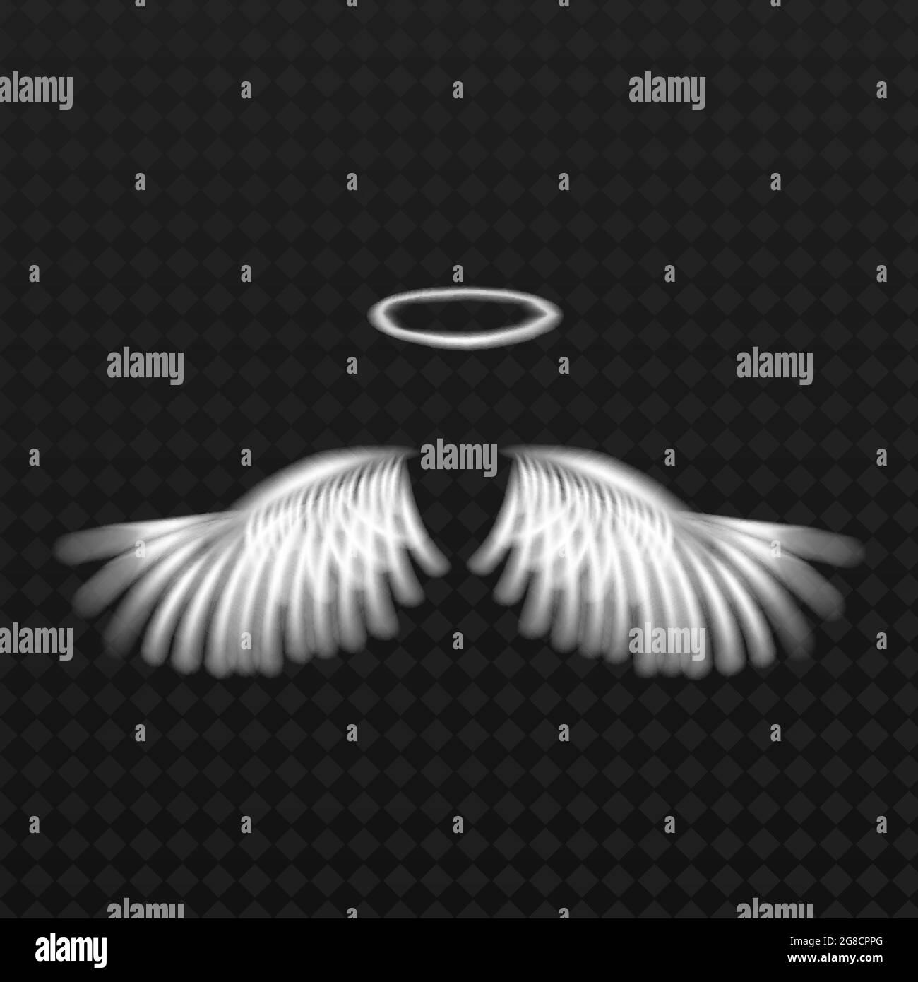 Abstract symmetry bird wings line luxury white color isolated on dark ...