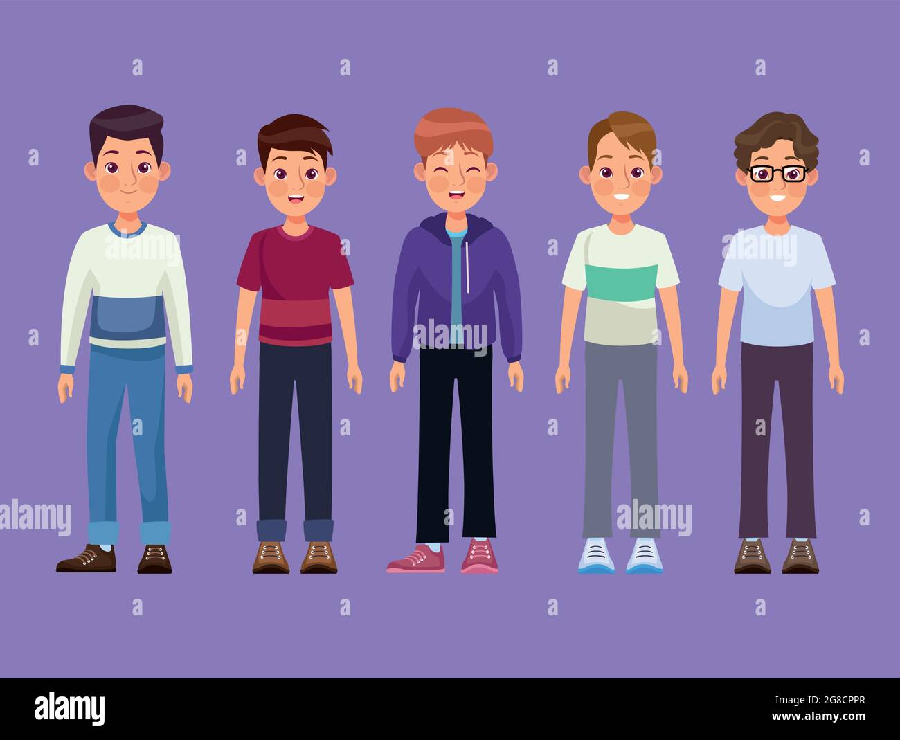 Five young friends Stock Vector Images - Alamy
