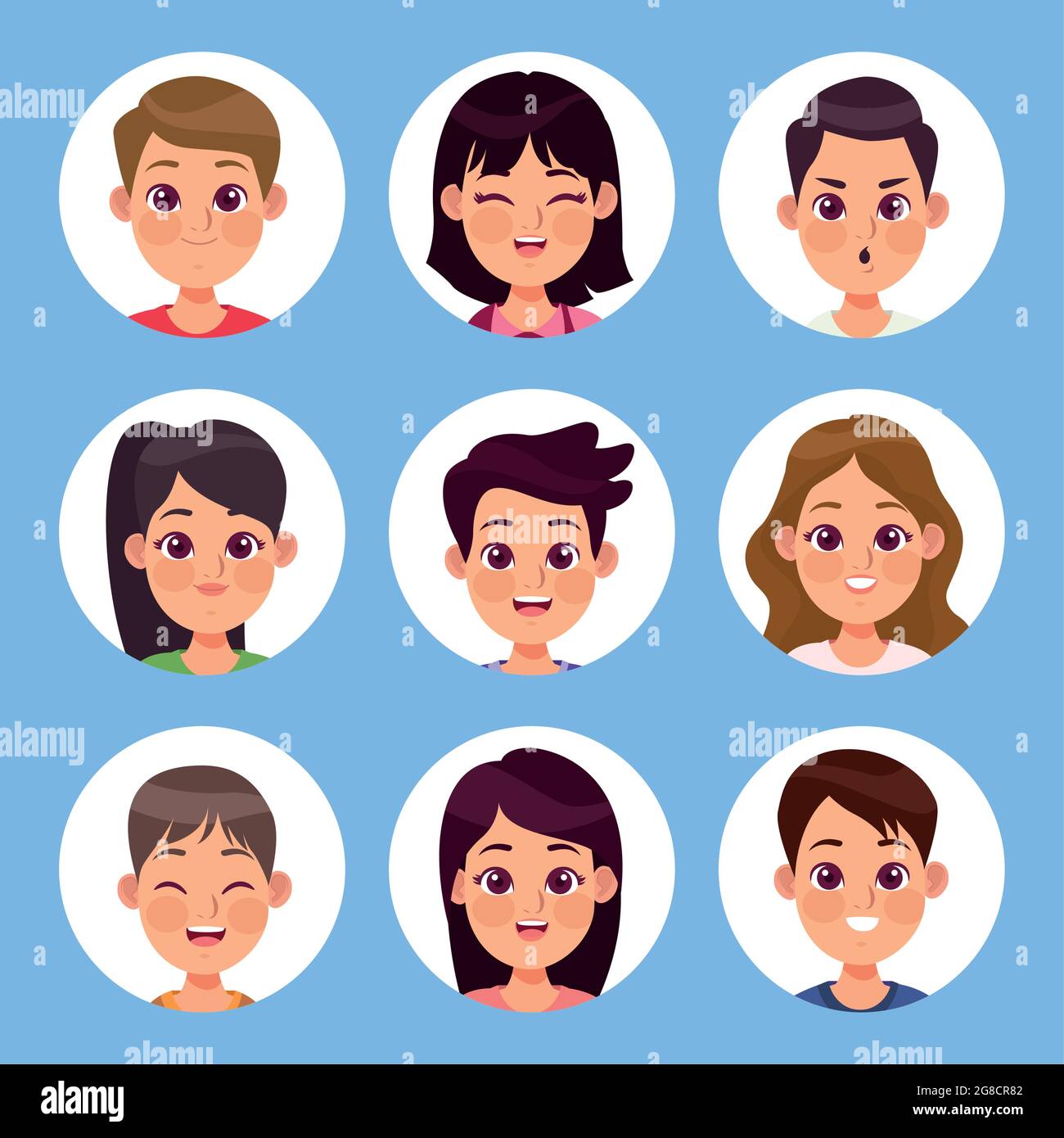 group of nine kids Stock Vector Image & Art - Alamy