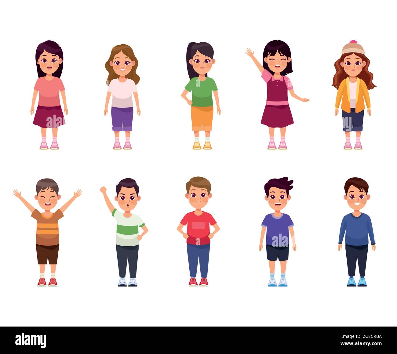 group of ten kids Stock Vector Image & Art - Alamy
