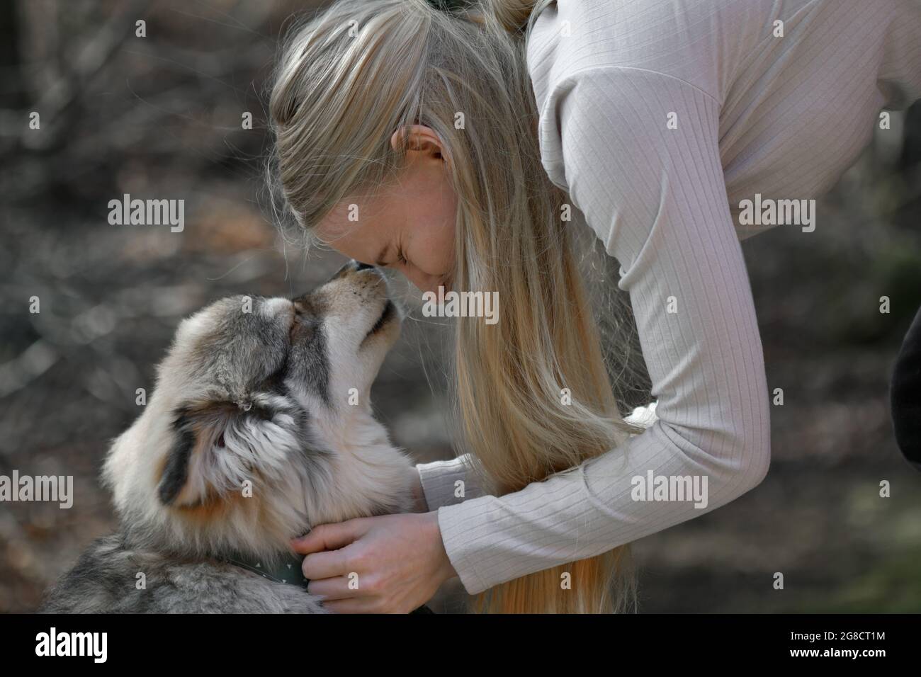 Blonde Women And Wolf