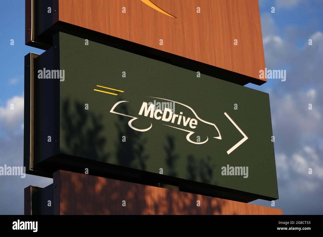 McDrive signs at a McDonald's fast food restaurant Stock Photo - Alamy