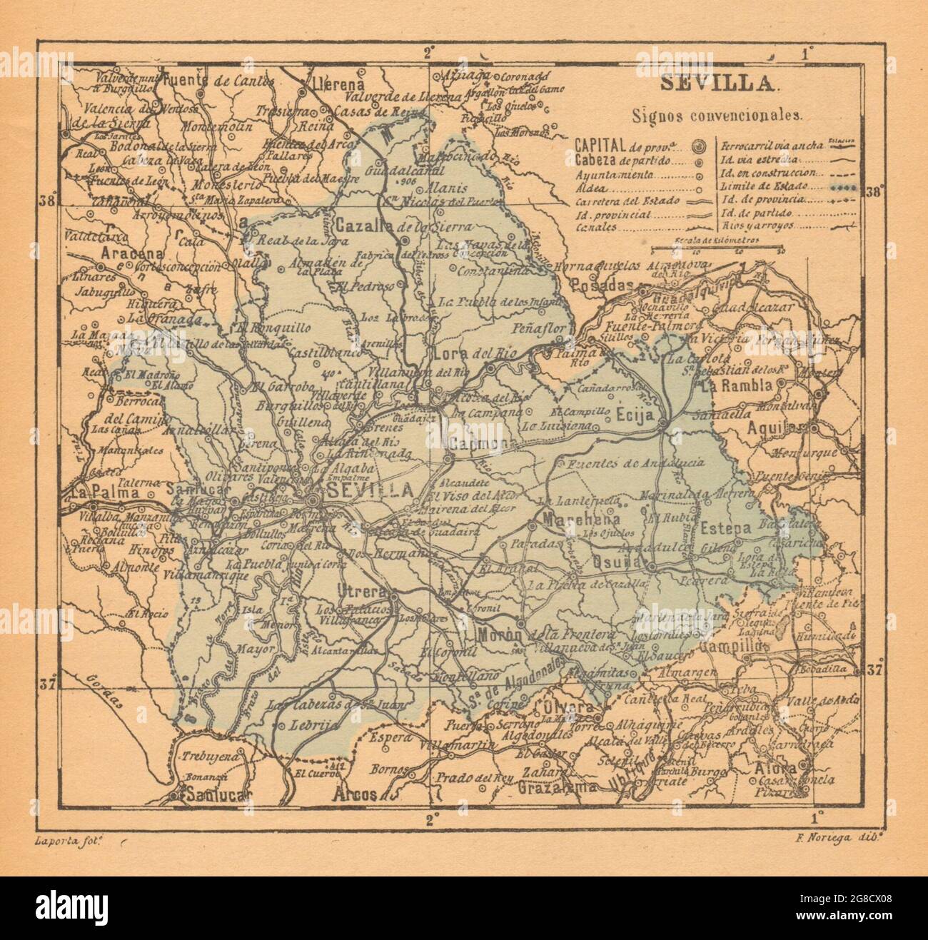 SEVILLA. Seville. Andalucia. Mapa antiguo de la provincia 1914 old ...