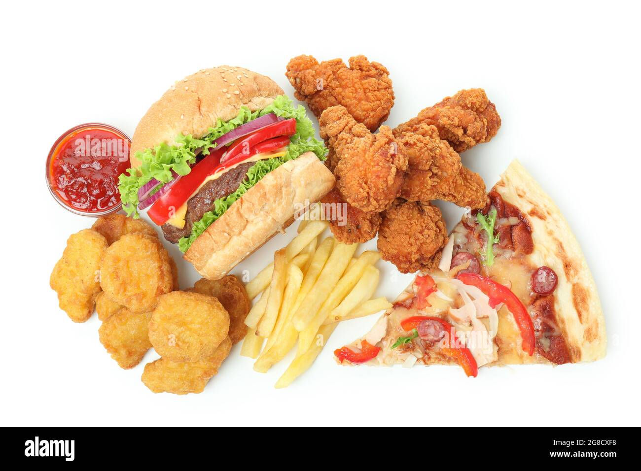 Concept of fast food isolated on white background Stock Photo - Alamy