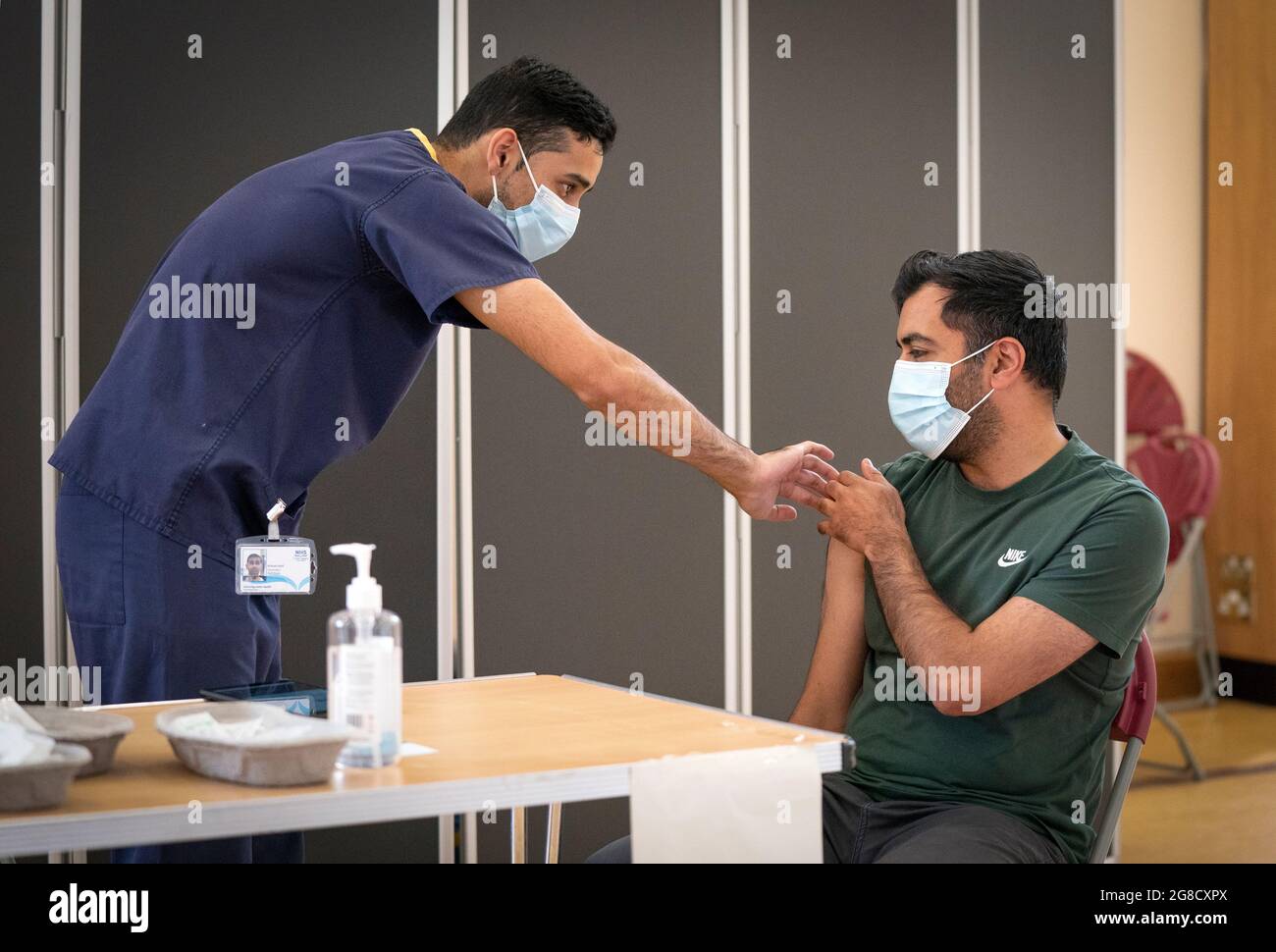 Health Secretary Humza Yousaf receives his second dose of the BioNTech ...