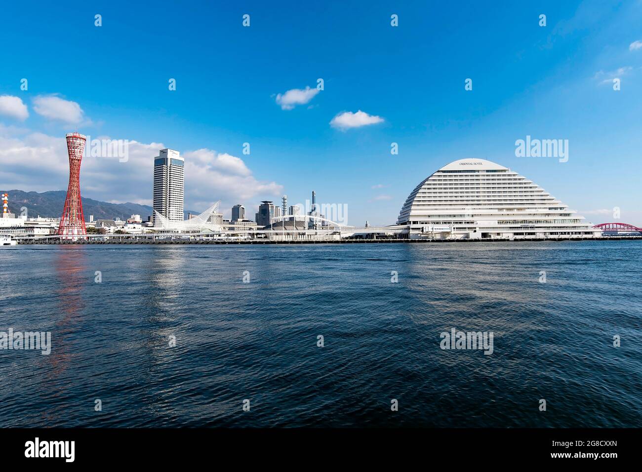 KOBE - JAN 11: Panoramic view of The Kobe Port Tower and Port of Kobe ...