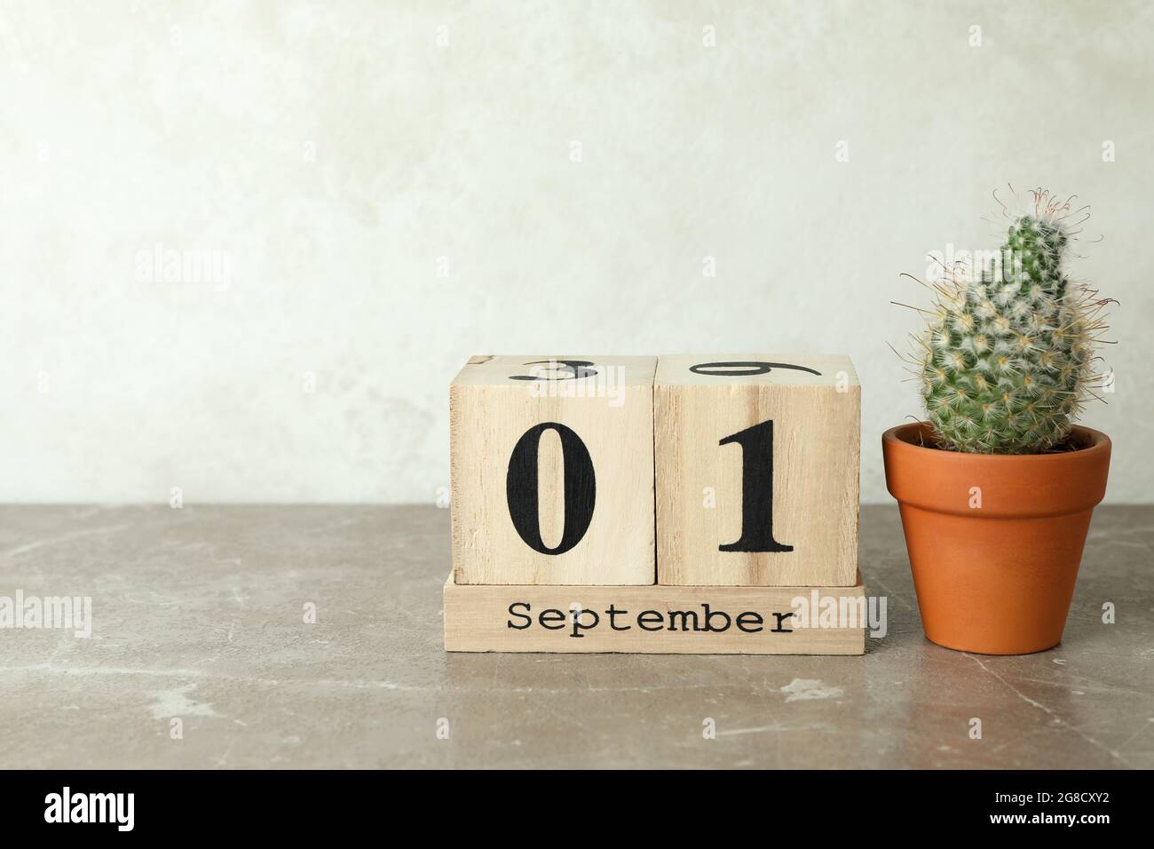 September 1 concept on gray textured table Stock Photo - Alamy