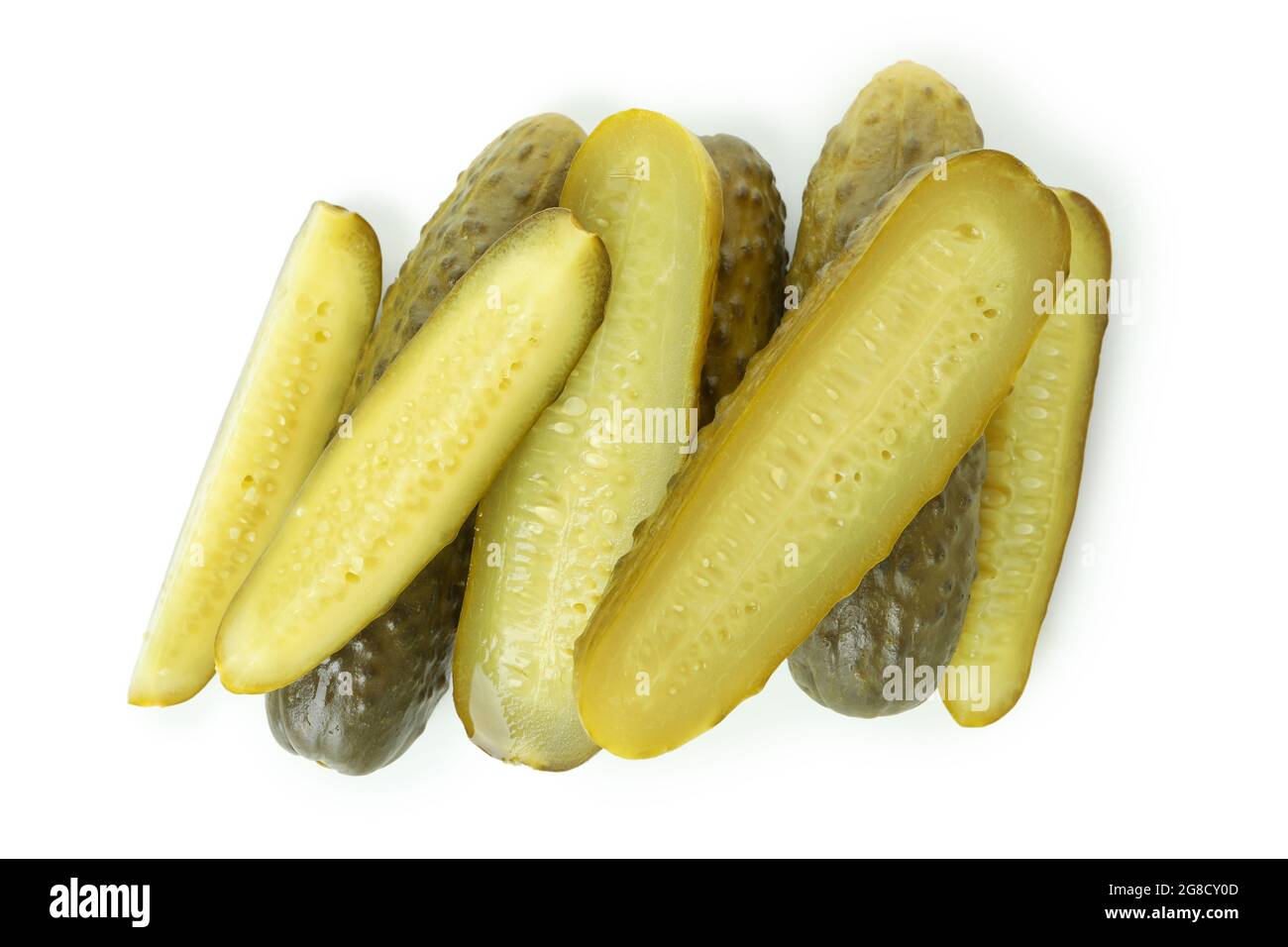 Fresh green pickles isolated on white background Stock Photo - Alamy