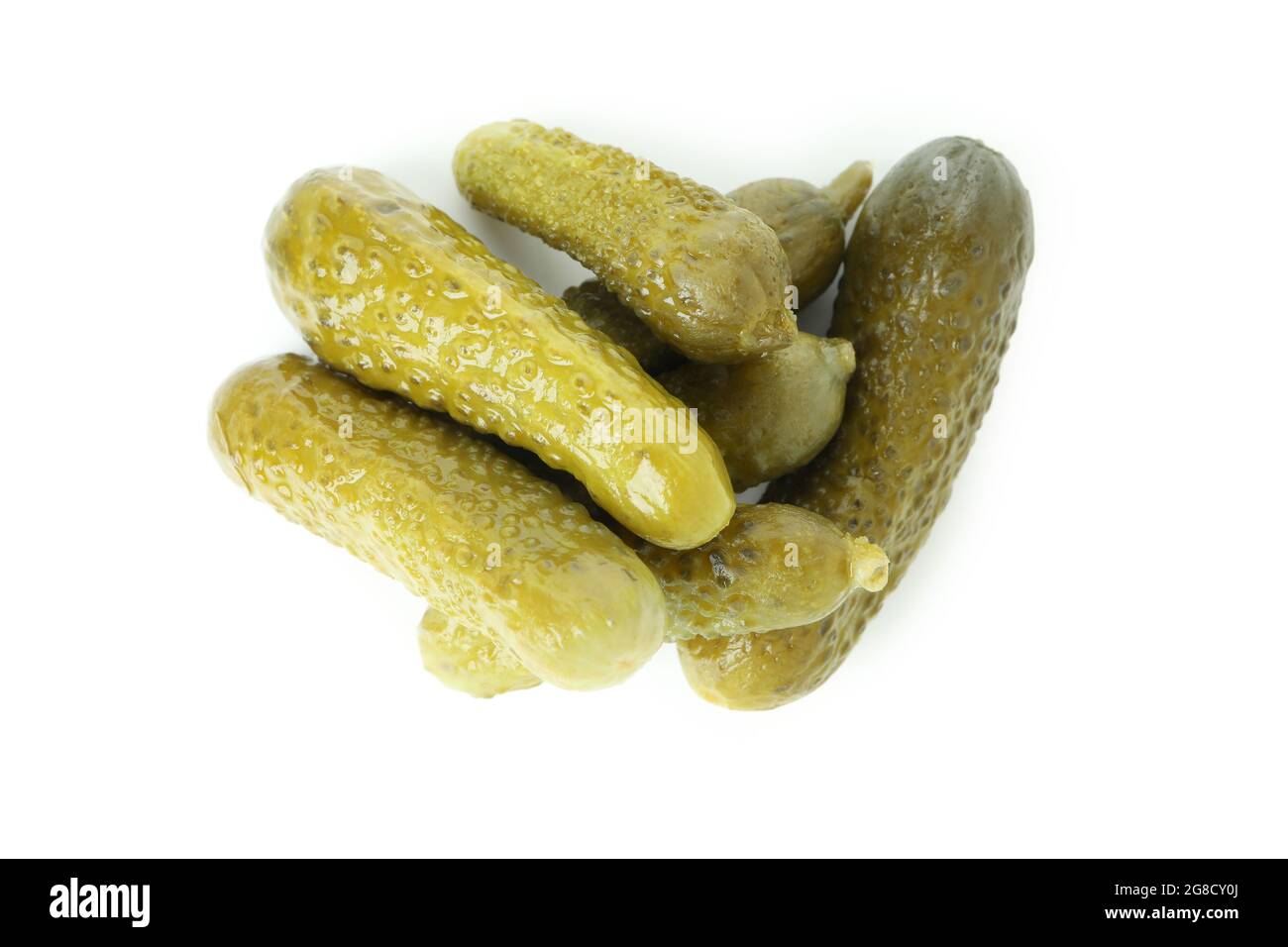 Fresh green pickles isolated on white background Stock Photo - Alamy