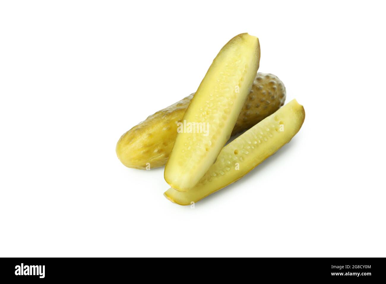 Fresh green pickles isolated on white background Stock Photo - Alamy