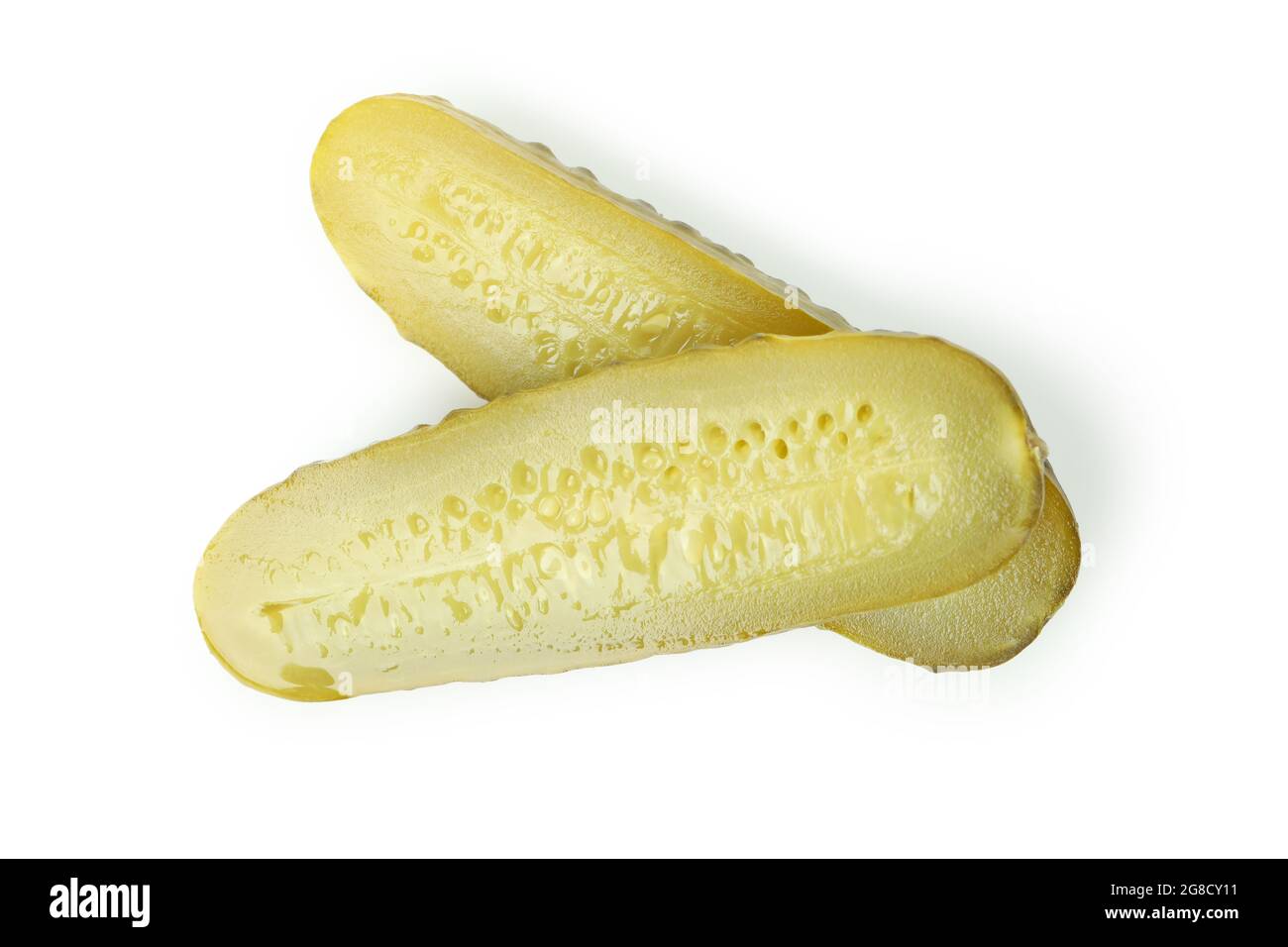 Halves of pickles isolated on white background Stock Photo - Alamy