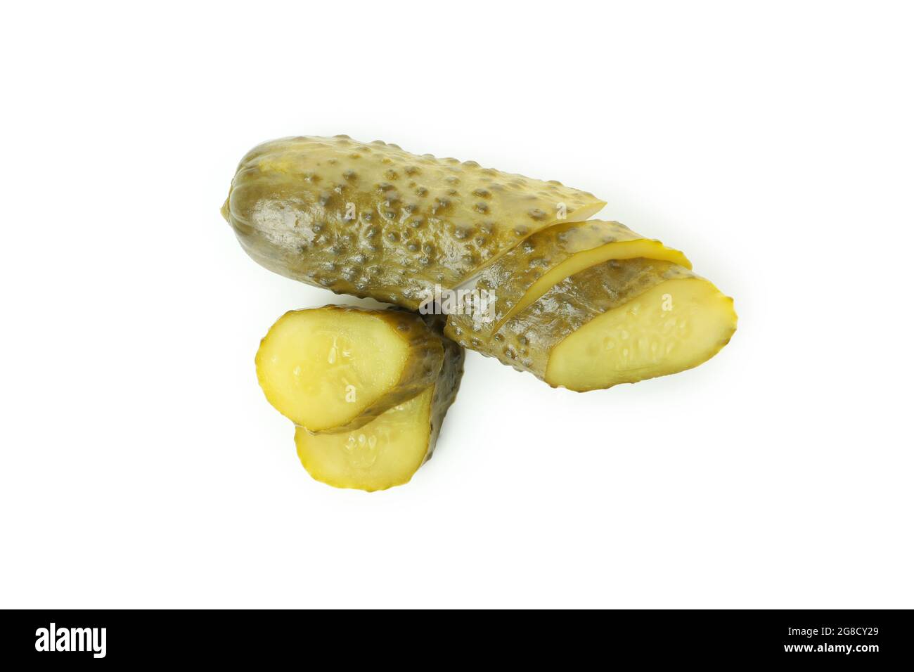 One chopped pickle isolated on white background Stock Photo - Alamy