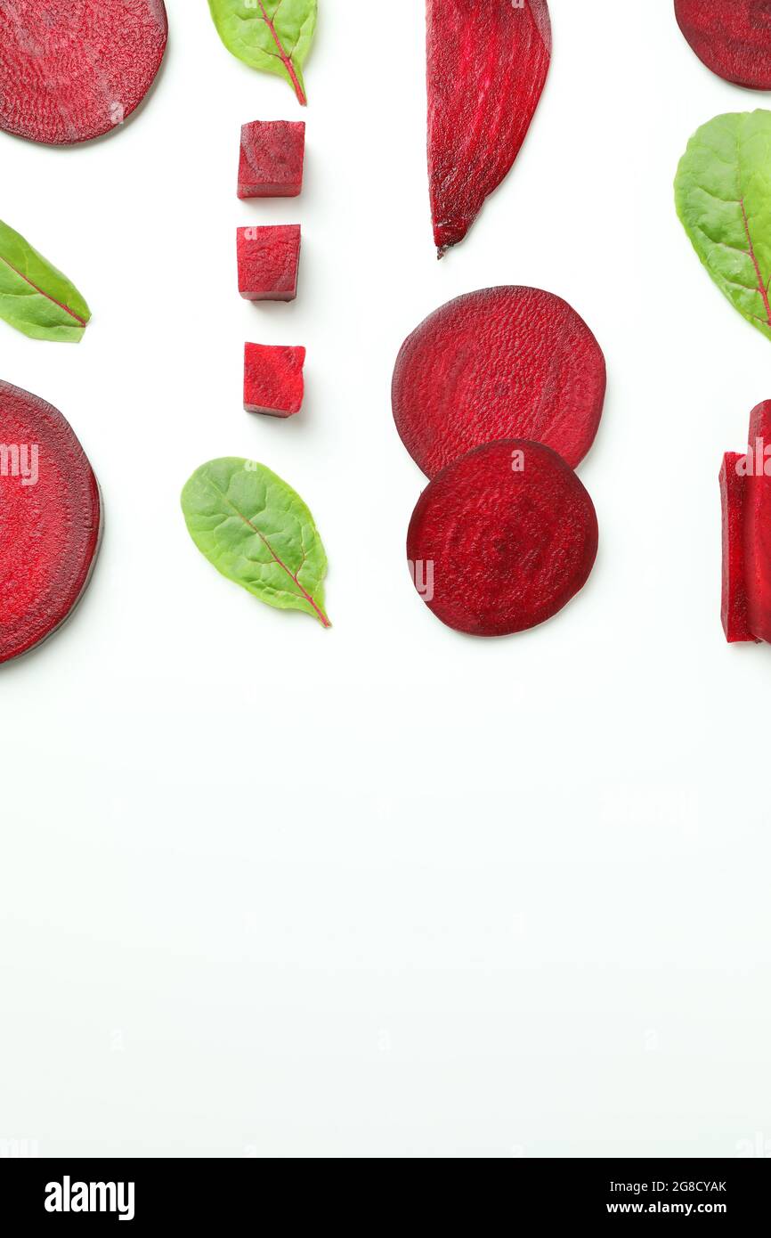 Chopped ripe red beet on white background Stock Photo - Alamy