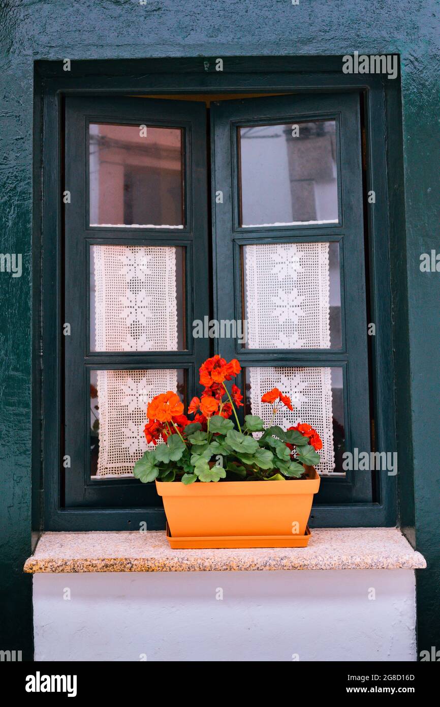 Beautiful traditional window of a small Spanish village Stock Photo - Alamy