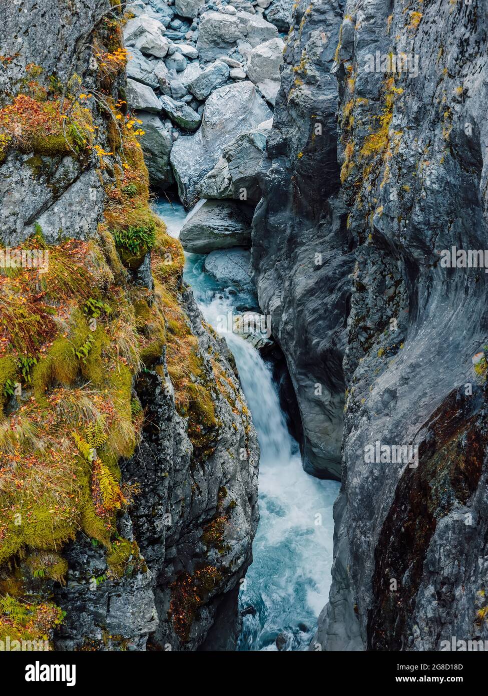 Canyon and waterfall. Highest mountain landscape with river Stock Photo ...