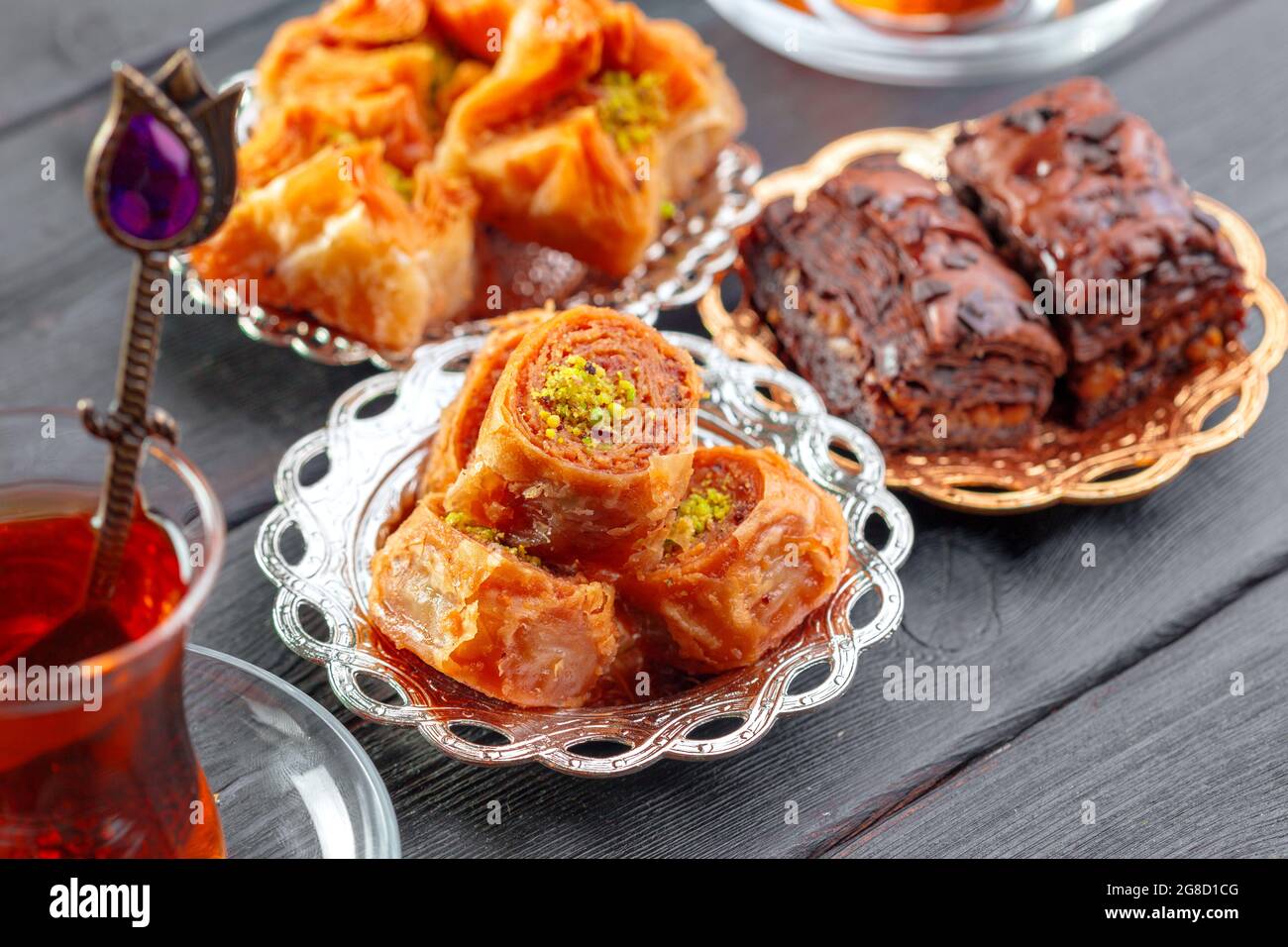 Traditional Baklava on Wooden Table Stock Photo - Alamy