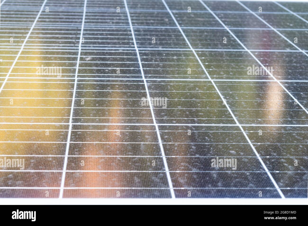 Attractive solar panel with light reflections on photovoltaic cells ...